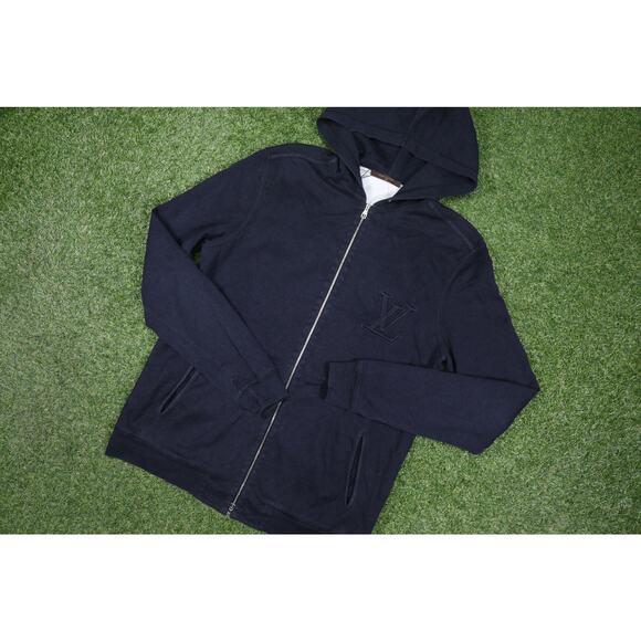 Louis Vuitton | Shirts | Louis Vuitton Charcoal Logo Zip Up Hoodie Size ...